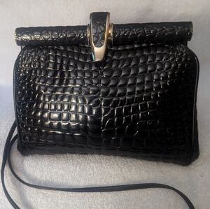 Susan Gail | Bags | Vintage Susan Gail Black Patent Leather Croc ...